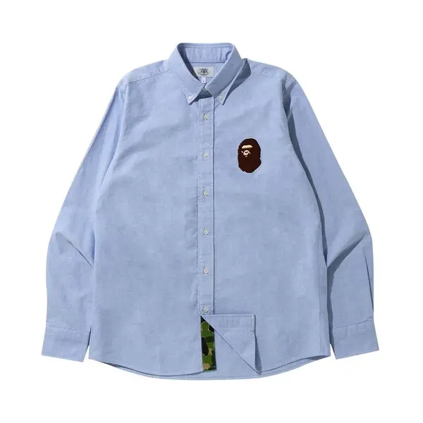 A BATHING APE Large Ape Head Oxford Bd Shirt