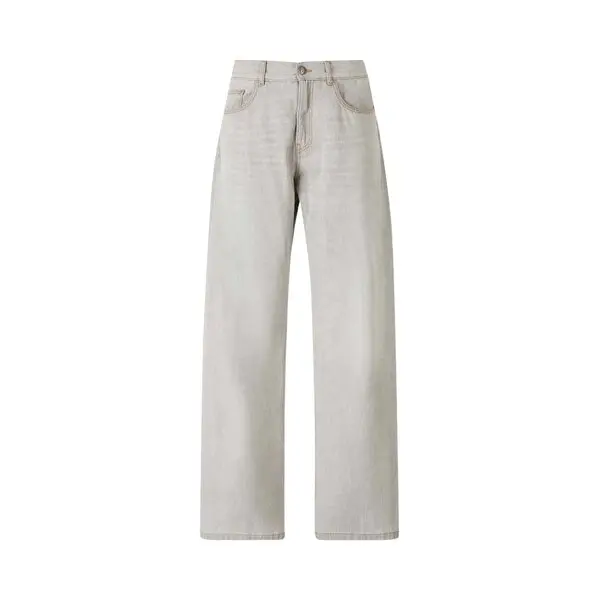 Palm Angels Curved Logo Loose Denim Pants