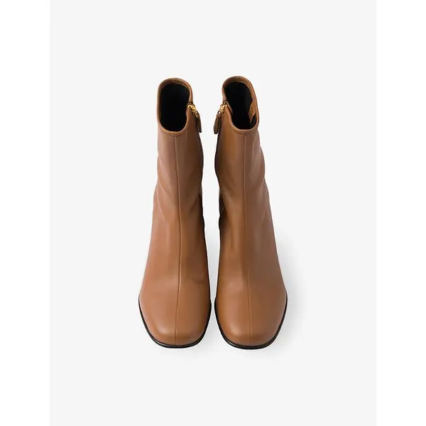 Prada Stretch Nappa Leather Ankle Boots - Brown