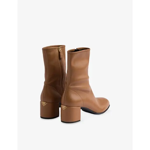 Prada Stretch Nappa Leather Ankle Boots - Brown
