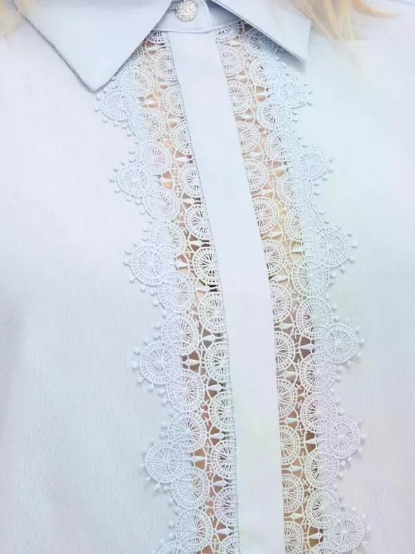 BRUUNS BAZAAR Lace-insert Belted Shirt