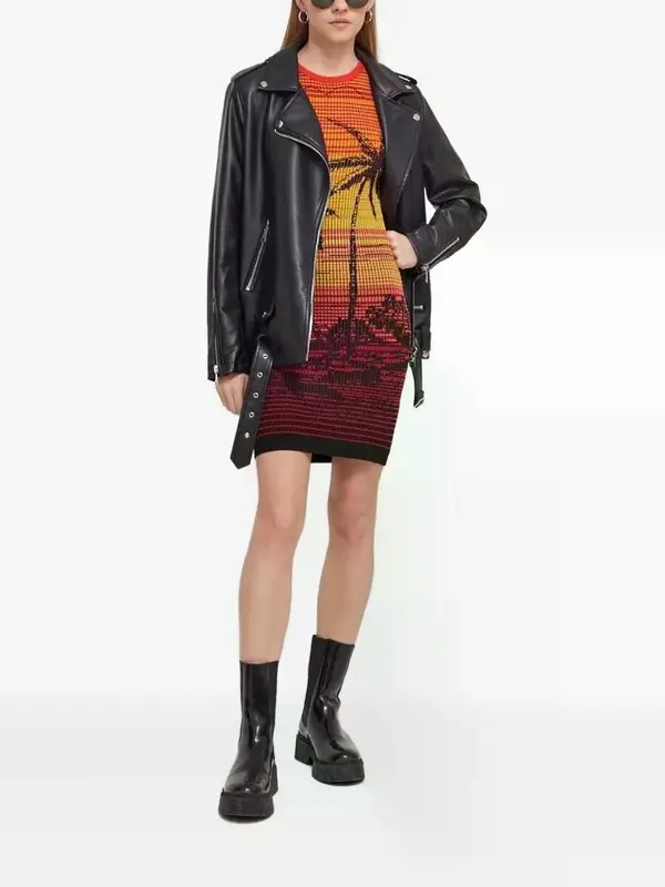 Desigual Ombré Palm Tree Knit Mini Dress