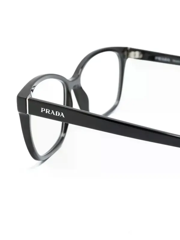 Prada Logo-print Square-frame Glasses - Black