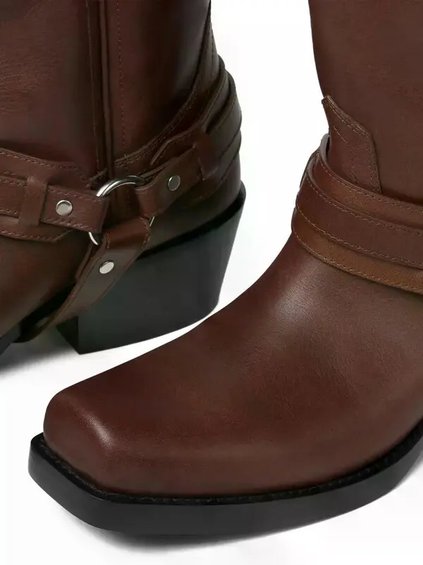 Versace Dana Leather Cowboy Boots - Brown
