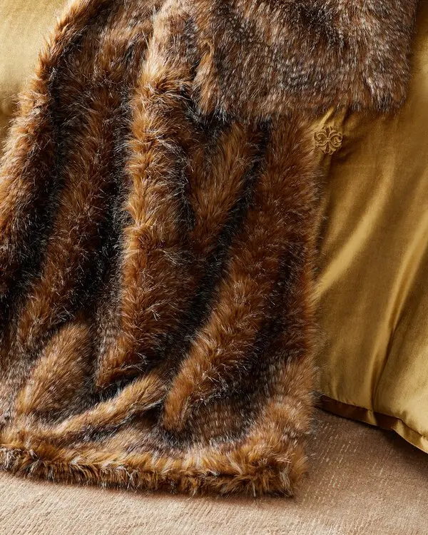 LILI ALESSANDRA Faux Fur Throw - Brown