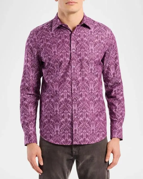 Robert Graham Apos;s Highland Tonal Damask Sport Shirt - Blue