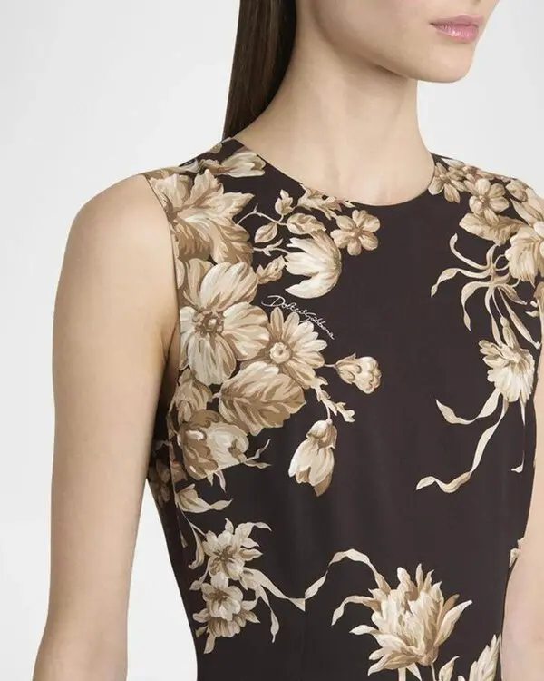 Dolce & Gabbana Rose Printed Cretonne Charmeuse Midi Dress - Prpprtflow