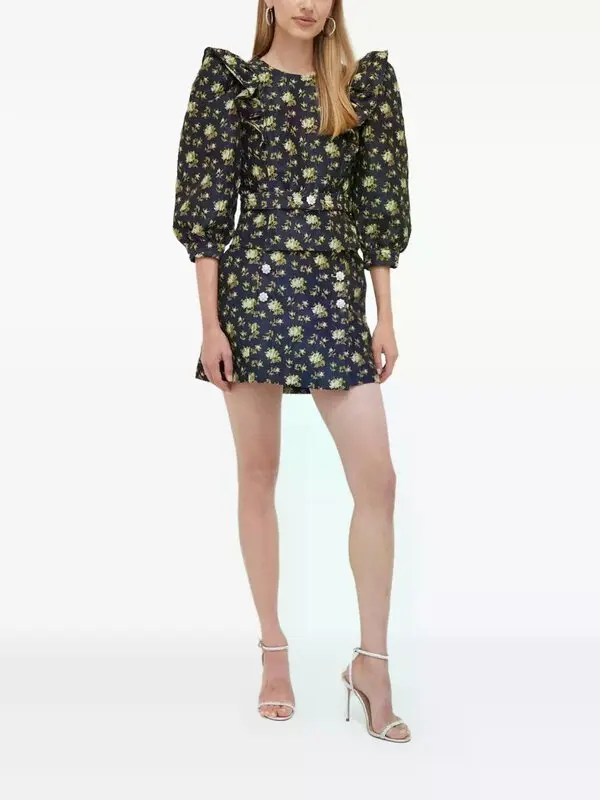 CUSTOMMADE Floral Print Puff-shoulder Blouse