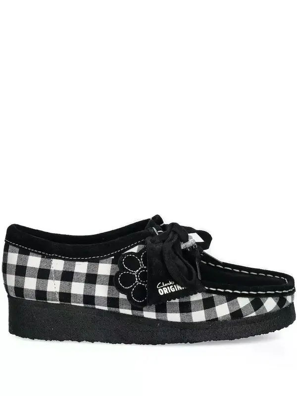 Clarks Gingham-check Flower-embellished Loafers - Black