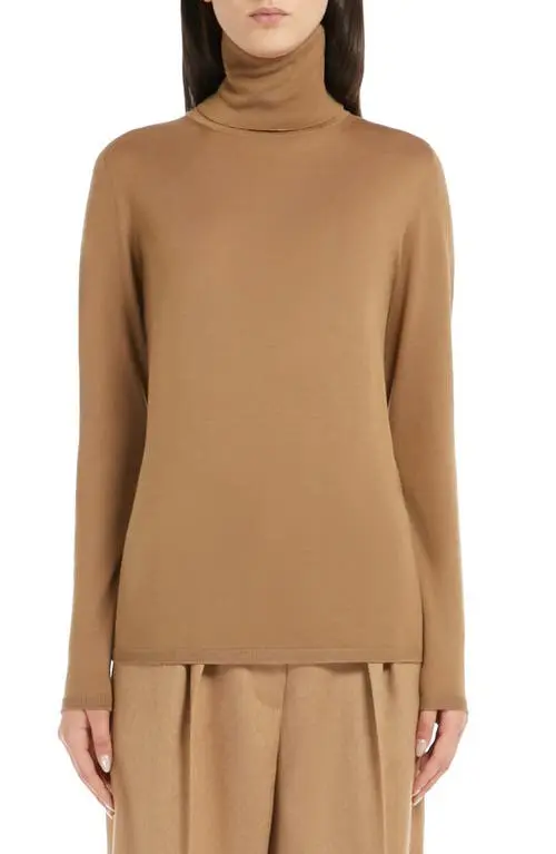 Max Mara Saluto Virgin Wool Turtleneck Sweater - Camel