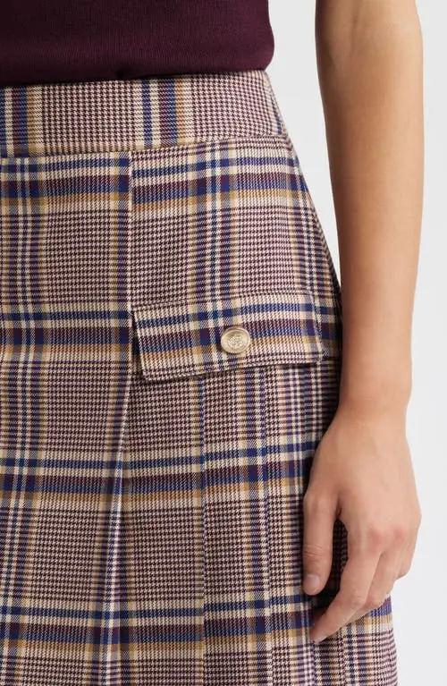TAHARI ASL Plaid Pleated Skirt
