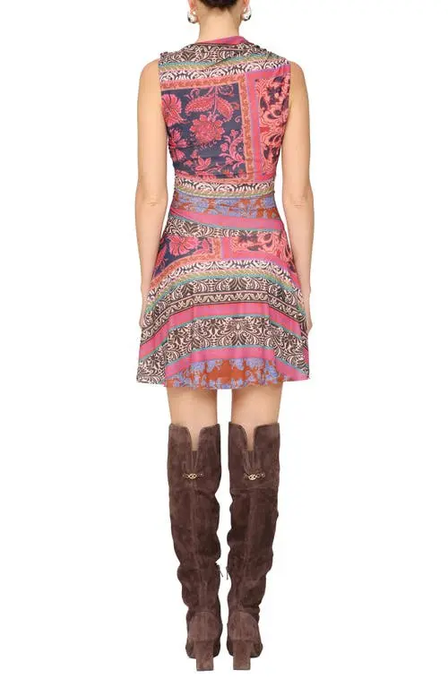Avec Les Filles Printed Sleeveless Minidress