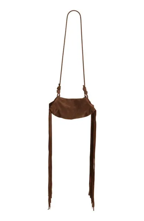 Altuzarra Mini Origami Fringe Suede Crossbody Bag - Chocolate
