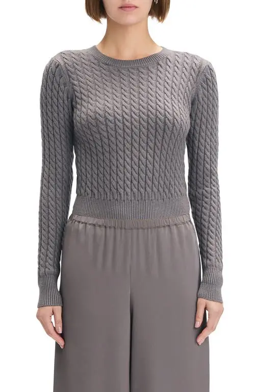 FAVORITE DAUGHTER Cable Stitch Cropped Sweater