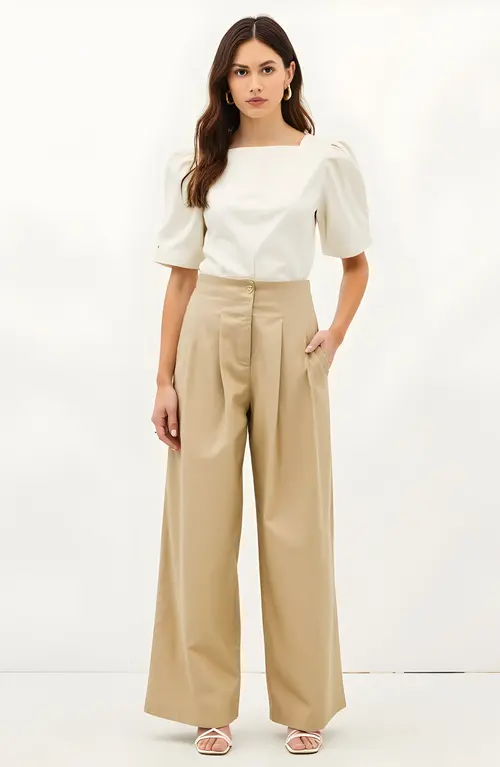 MODENAIRE Pleated Wide-leg Trousers