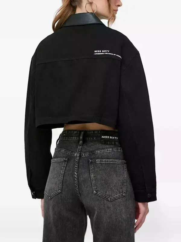 Miss Sixty Cropped Trimmed-collar Denim Jacket
