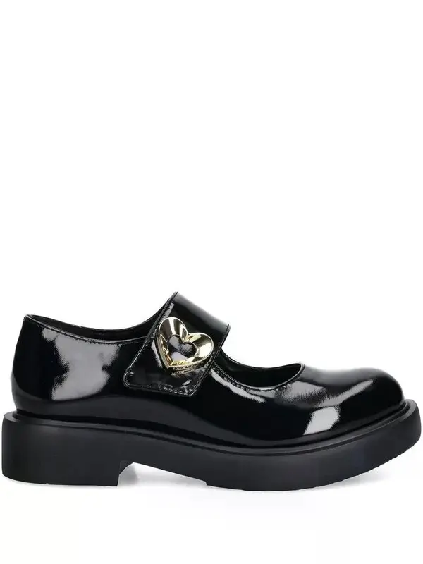 Moschino Heart-buckle Patent Leather Loafers