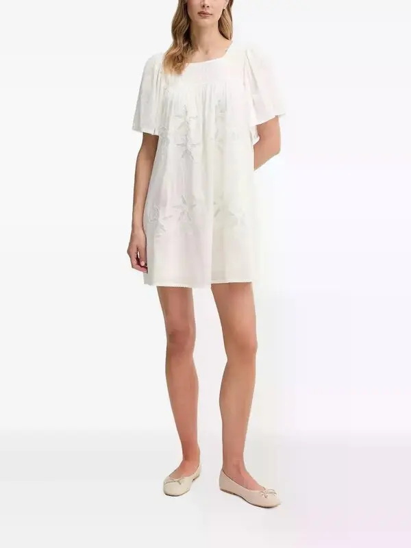 Lola Embroidered-smocked Mini Dress