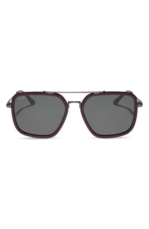 DIFF Jordan Navigator Square Polarized Sunglasses - Dark Cherry Lacquer/grey