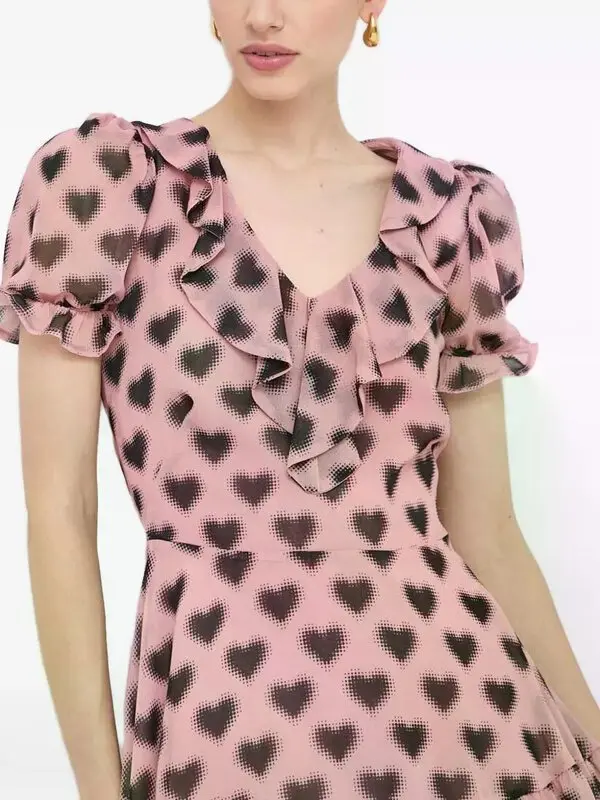 strapless open back dress Bandeau Sweetheart Floral Wrap Detail Dip Hem Dress in Pink main image 0