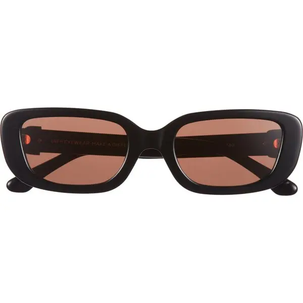 DIFF Daphne 51mm Rectangle Sunglasses - Black Silver Metal/brown