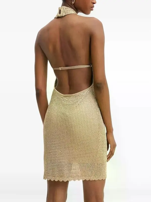 Guess Halter-Neck Open-Back Mini Dress - Gold | Editorialist