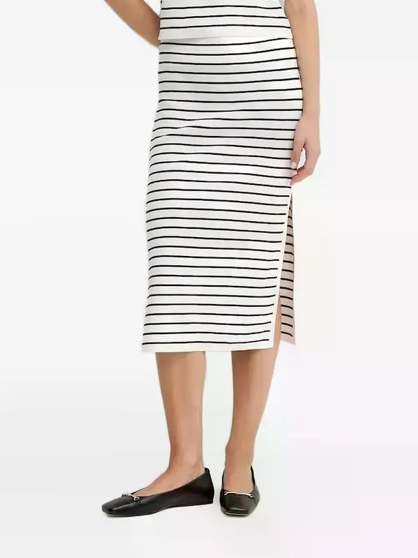 Dkny Striped Side-split Midi Skirt