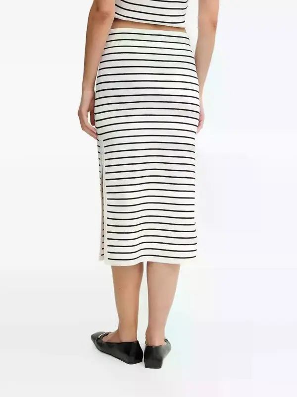 Dkny Striped Side-split Midi Skirt