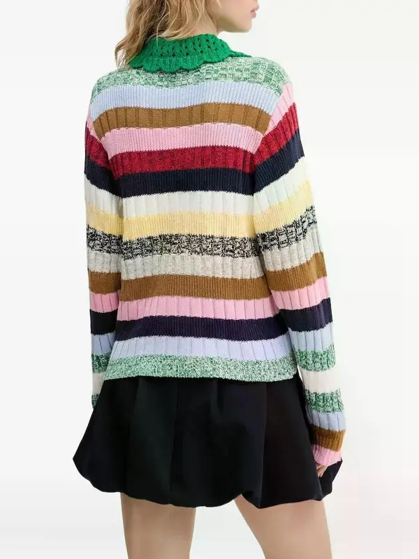 Stine Goya Striped Knit With Crochet-collar