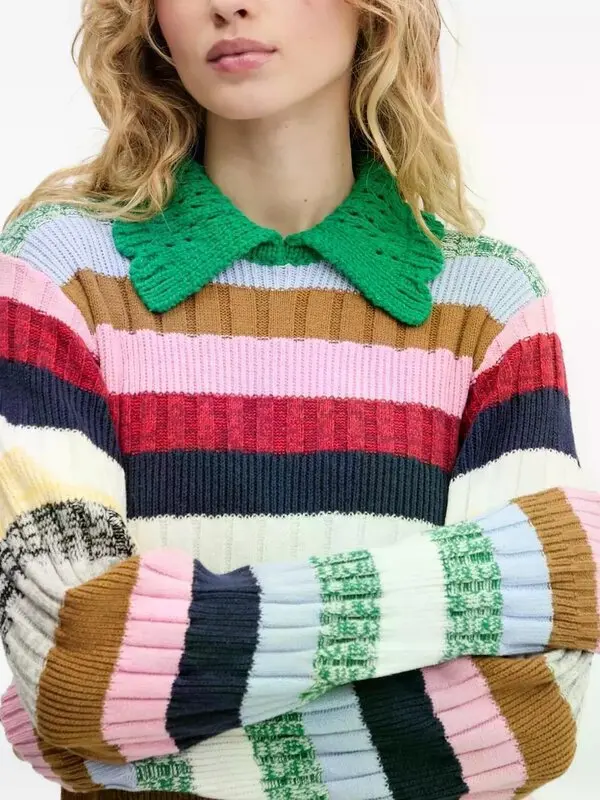 Stine Goya Striped Knit With Crochet-collar
