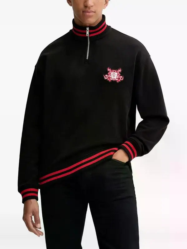 Hugo Crest-embroidered Half-zip Sweatshirt