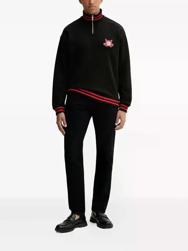 Hugo Crest-embroidered Half-zip Sweatshirt