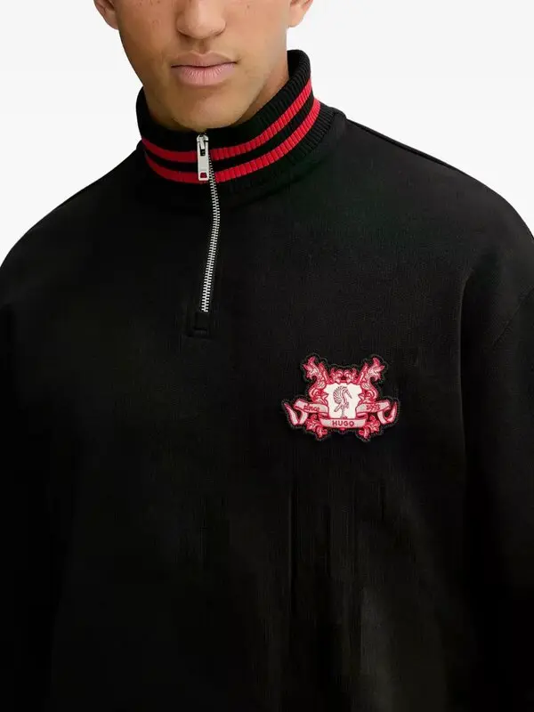 Hugo Crest-embroidered Half-zip Sweatshirt