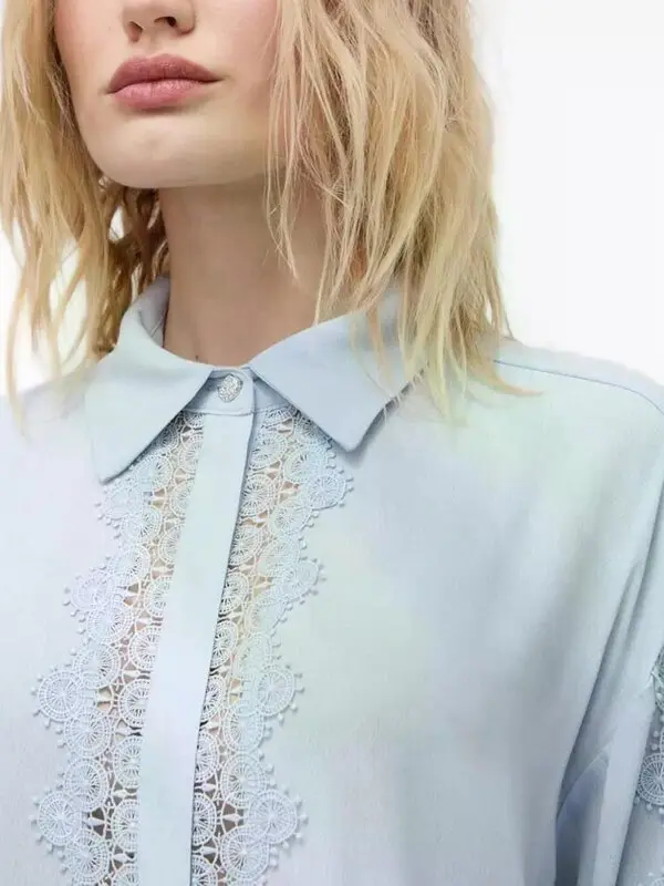 BRUUNS BAZAAR Lace-insert Belted Shirt
