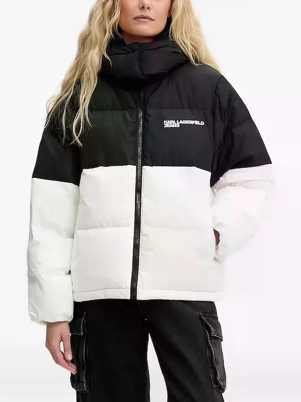 Karl Lagerfeld Hooded Colourblock Puffer Jacket