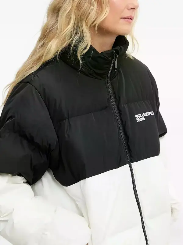 Karl Lagerfeld Hooded Colourblock Puffer Jacket