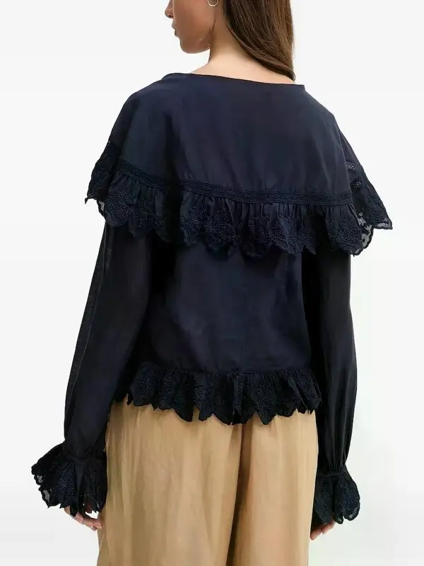 HOSS INTROPIA Embroidered Ruffled Top