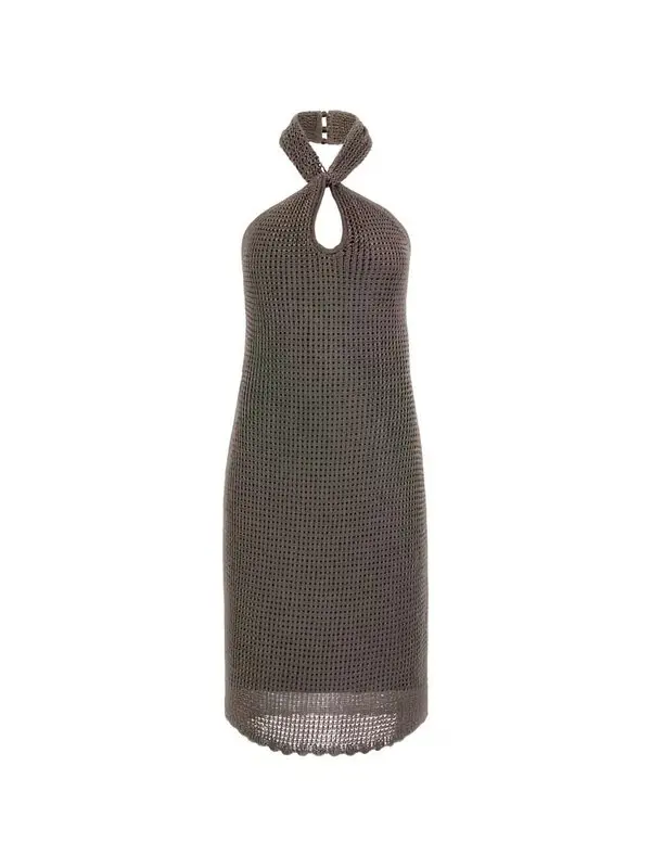 Guess Minka Halterneck Keyhole Dress - Silver