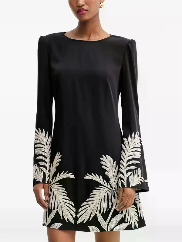 Guess Embellished Leaf-print Mini Dress