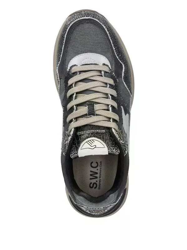 S.W.C STEPNEY WORKERS CLUB Cracked Leather Sneakers