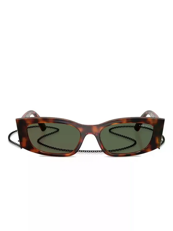 VOGUE EYEWEAR Chain-detail Rectangle Sunglasses - Brown