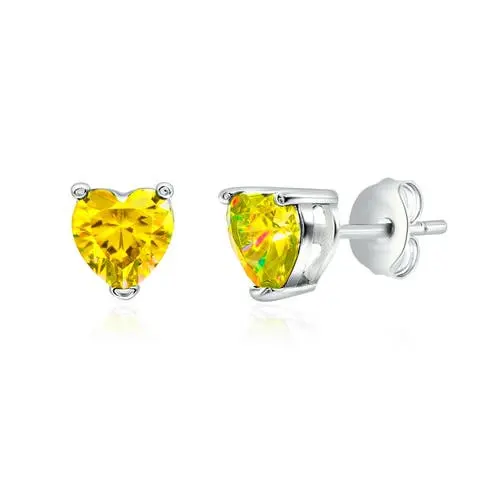 DONATELLO GIAN Sterling Silver Heart Stud Earrings - Yellow