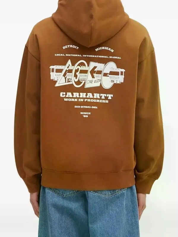 Carhartt Work In Progress Logo-Print Zip-Up Hoodie In Brown - 15
