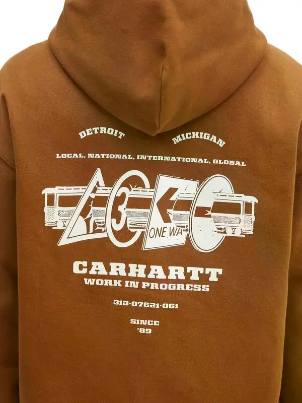 Carhartt Work In Progress Logo-Print Zip-Up Hoodie In Brown - 30