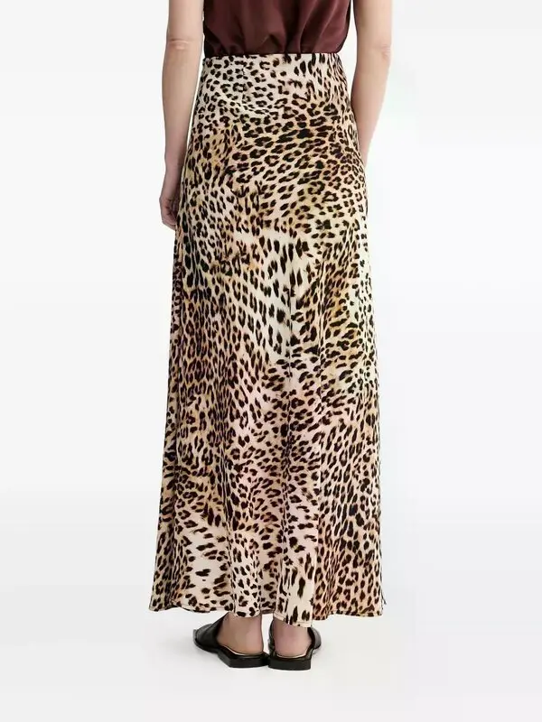 GESTUZ Leopard-print Straight Midi Skirt