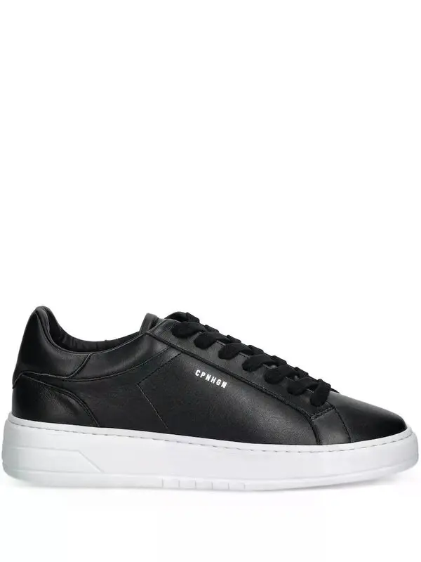 SUMMERY COPENHAGEN Vitello Leather Lace-up Sneakers - Black