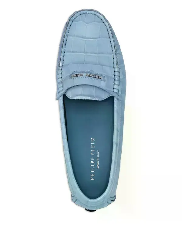 Philipp Plein Crocodile-embossed Loafers - Blue