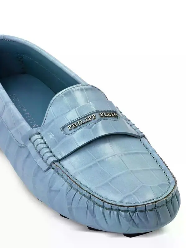 Philipp Plein Crocodile-embossed Loafers - Blue