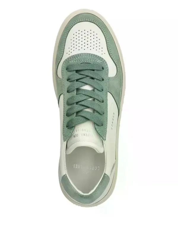 SUMMERY COPENHAGEN Perforated Suede And Leather Sneakers - Green