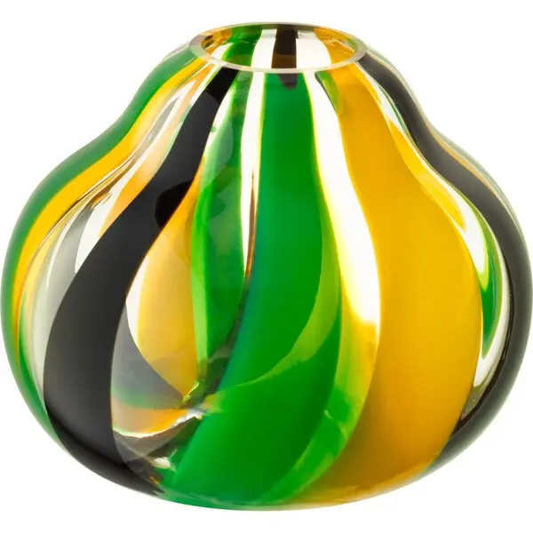 LSA Folk Glass Vase - Black/green